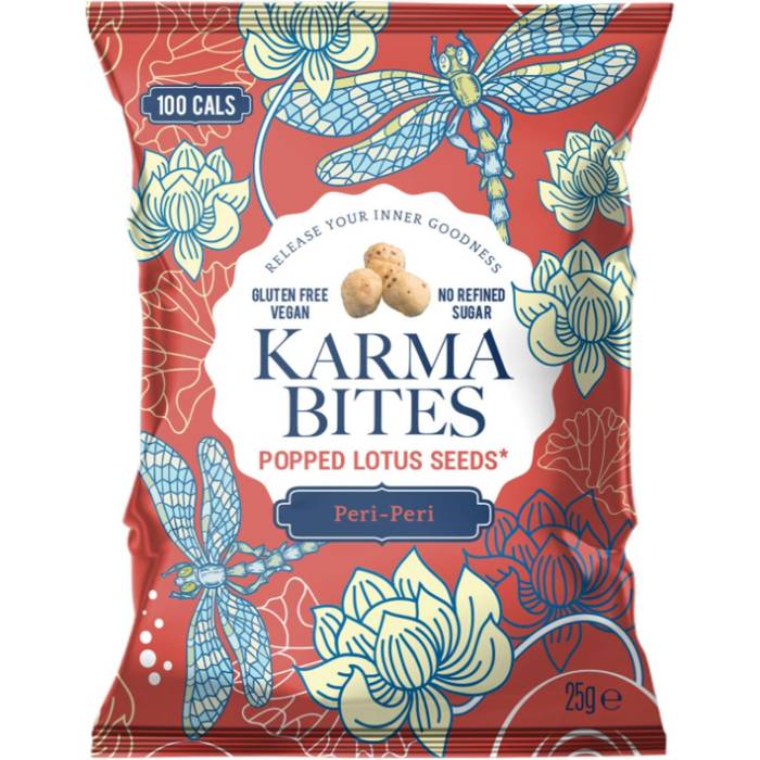 Karma Bites - Peri Peri Popped Lotus Seeds, 25g | Pack of 12 – PlantX UK